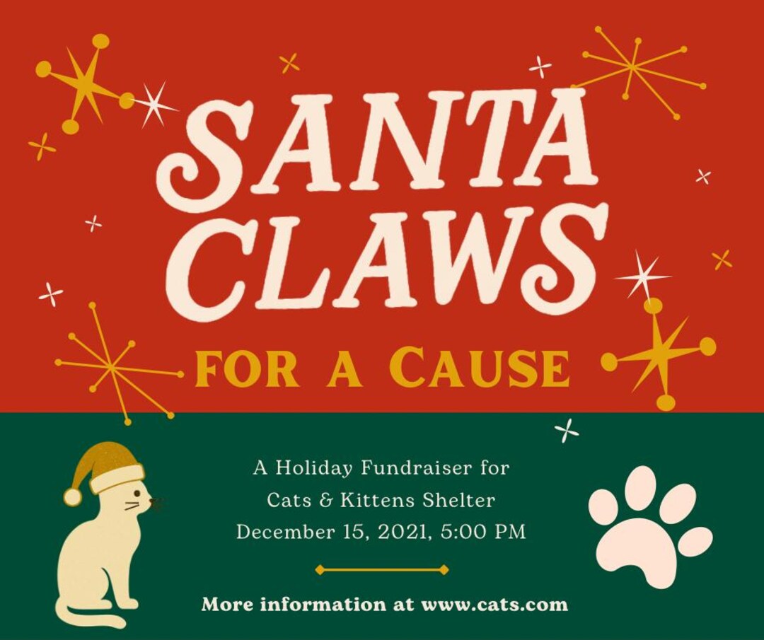 Santa Claws Retro Christmas Flyer | Editable Cat Fundraiser Poster ...