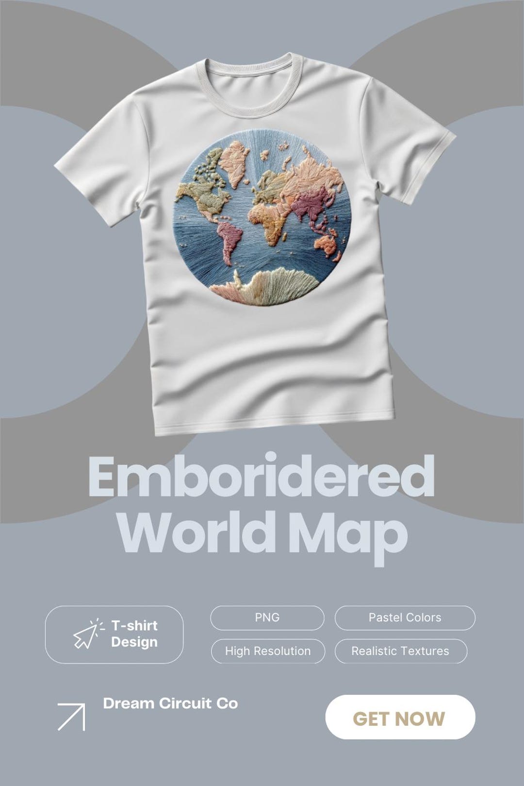 Embroidered World Map PNG: Boho Travel Clipart (digital Download, 300 ...