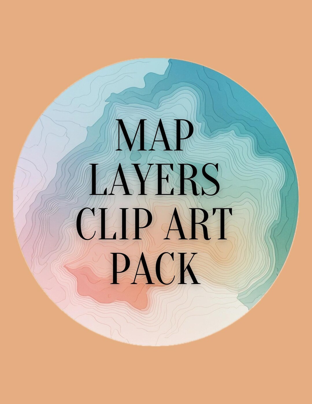 Pastel Terrain Map Clip Art Pack – Terrain Line Layers, Abstract Modern ...