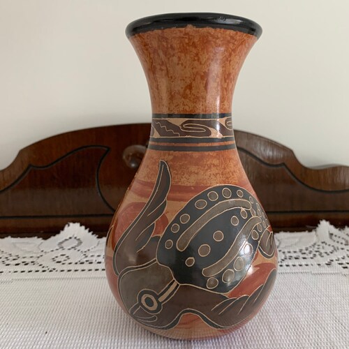 Sea Turtle Pottery Flower Vase Hand Made - Etsy