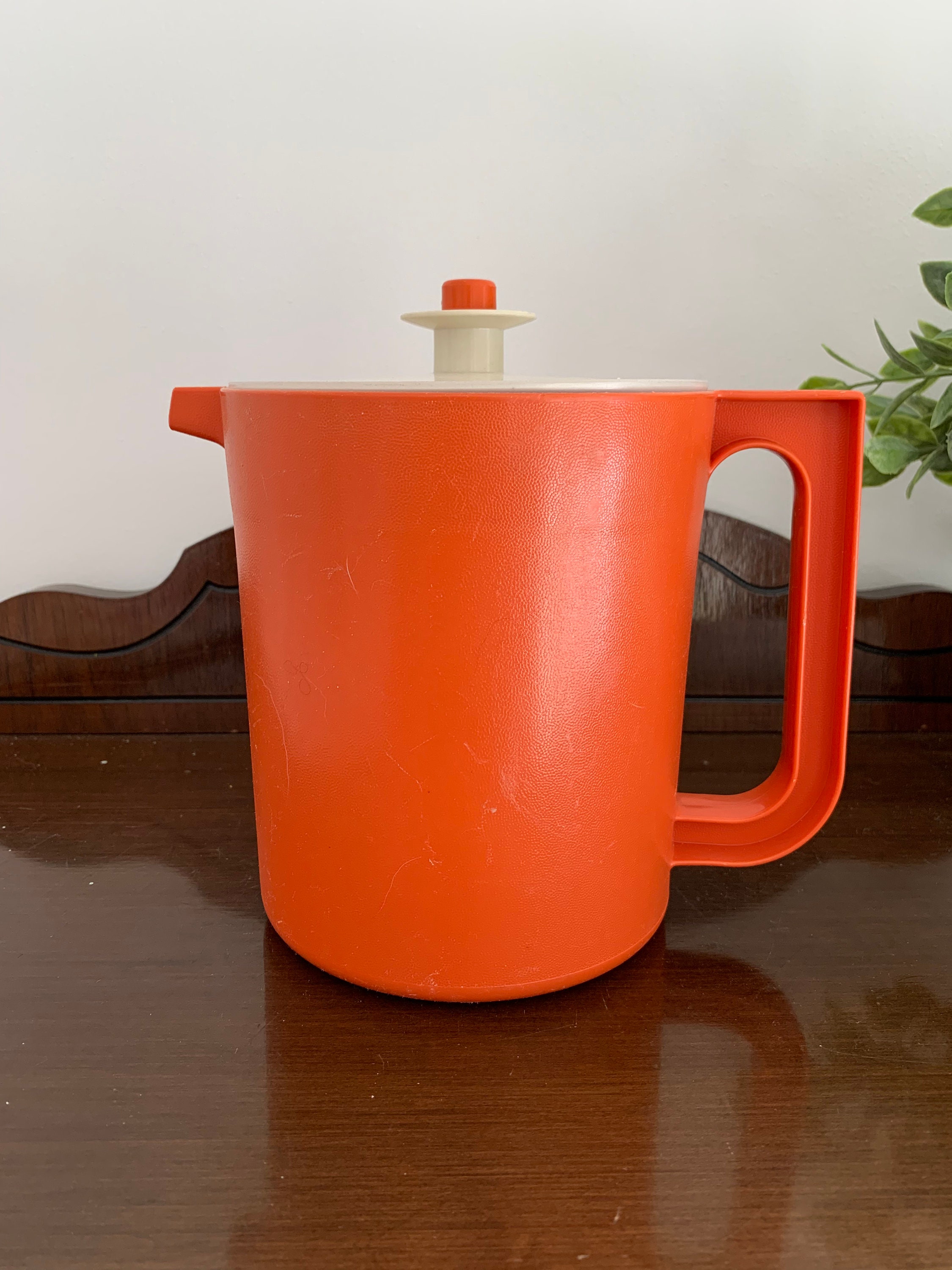 Vintage Orange Tupperware Juice Pitcher/ Tupperware Jug With Push ...