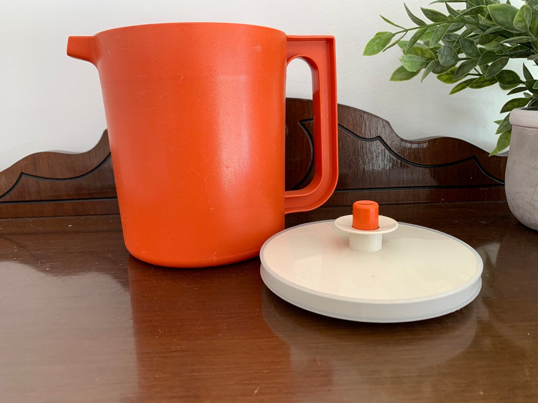 Vintage Orange Tupperware Juice Pitcher/ Tupperware Jug With Push ...