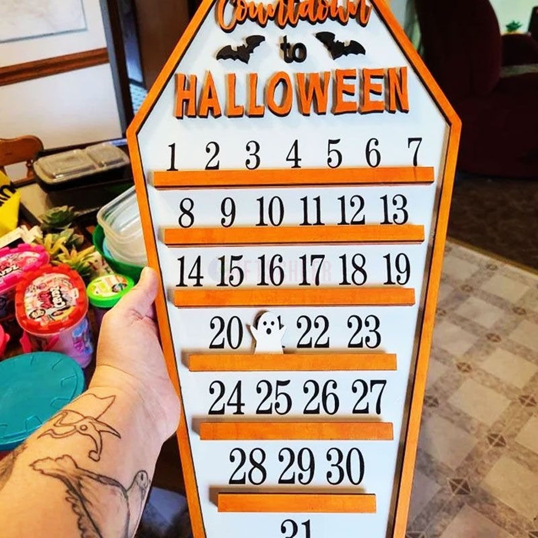 Countdown to Halloween Calendar With Moveable Ghost Halloween - Etsy