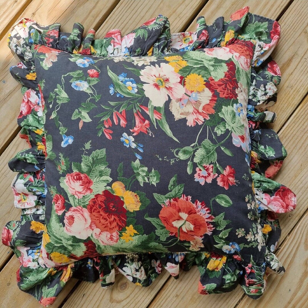 Vintage Ralph Lauren Isadora Pillow Black Floral Cosette Roses - Etsy