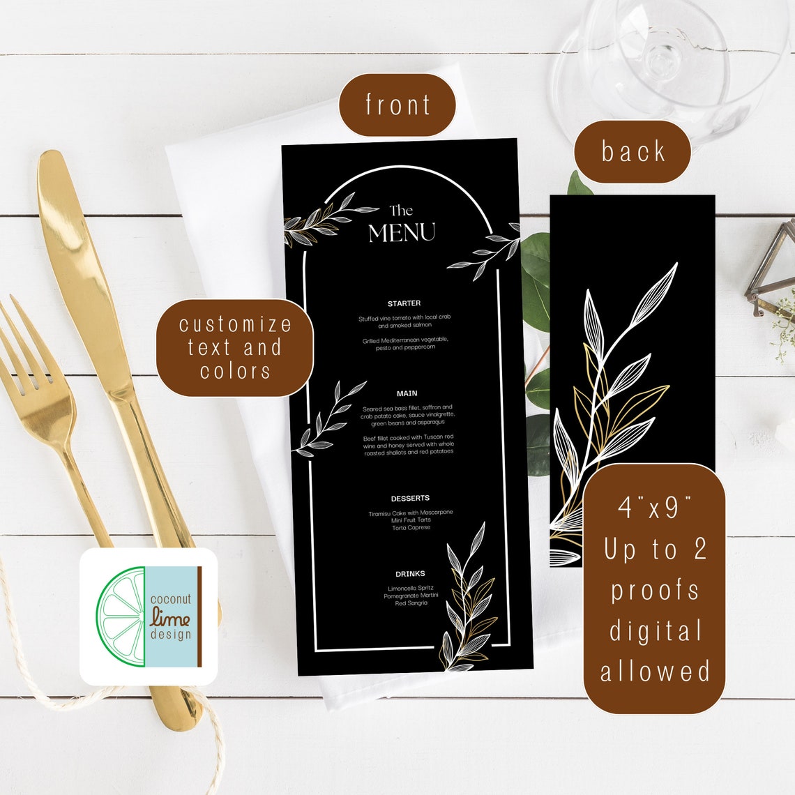 Vintage Arch Printable Menu Customized Wedding Menu Digital Download ...