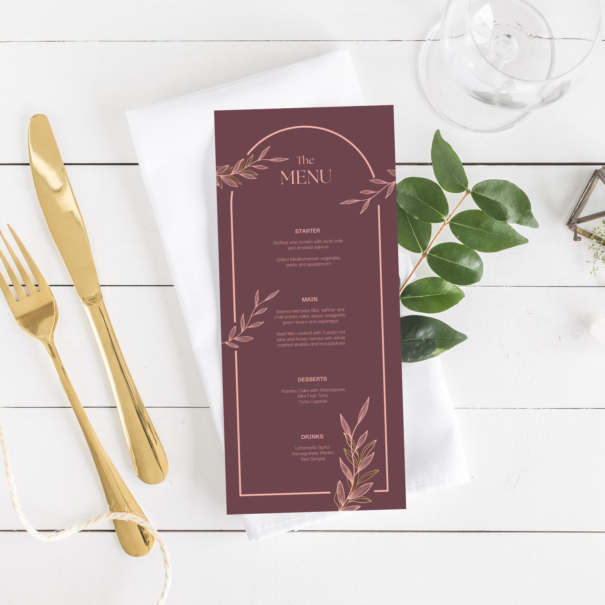 Vintage Arch Printable Menu Customized Wedding Menu Digital Download ...