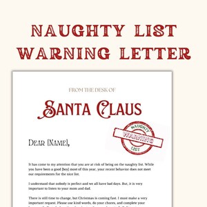 Customizable Naughty List Warning Letter From Santa, Mailed for You ...