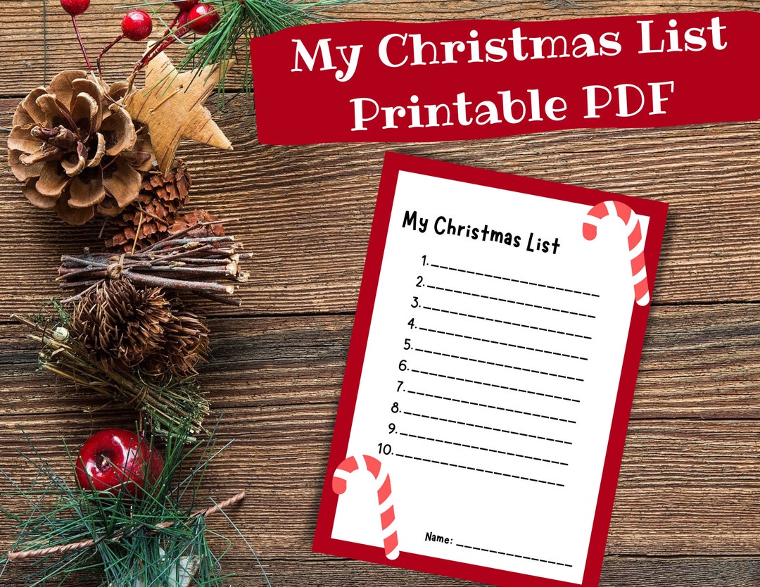 My Christmas List Printable, Christmas List for Kids, List for Santa ...