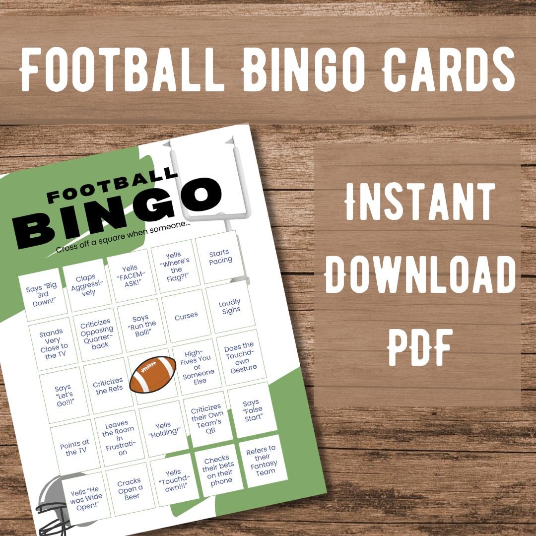 Football Game Bingo Card, Instant Download PDF, Nfl Afc Nfc Big 10 ...