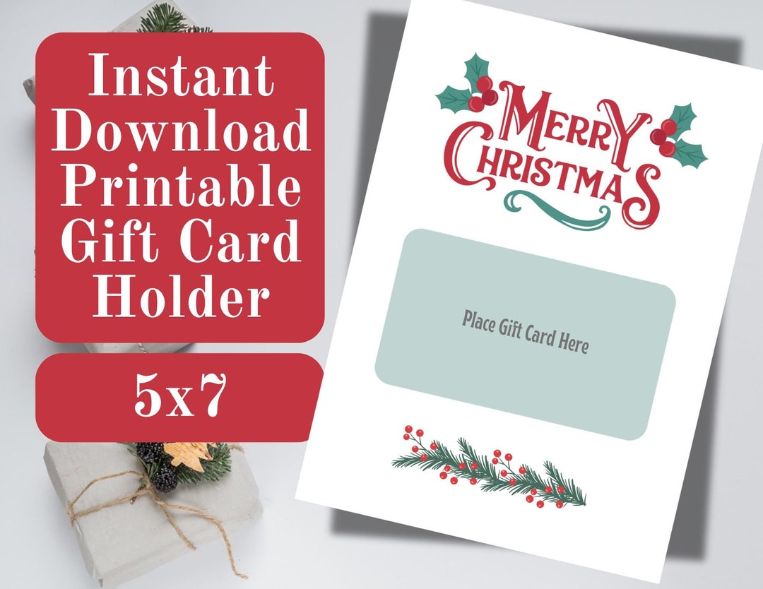 Printable Holiday Gift Card Holder, Merry Christmas Gift Card, Instant ...