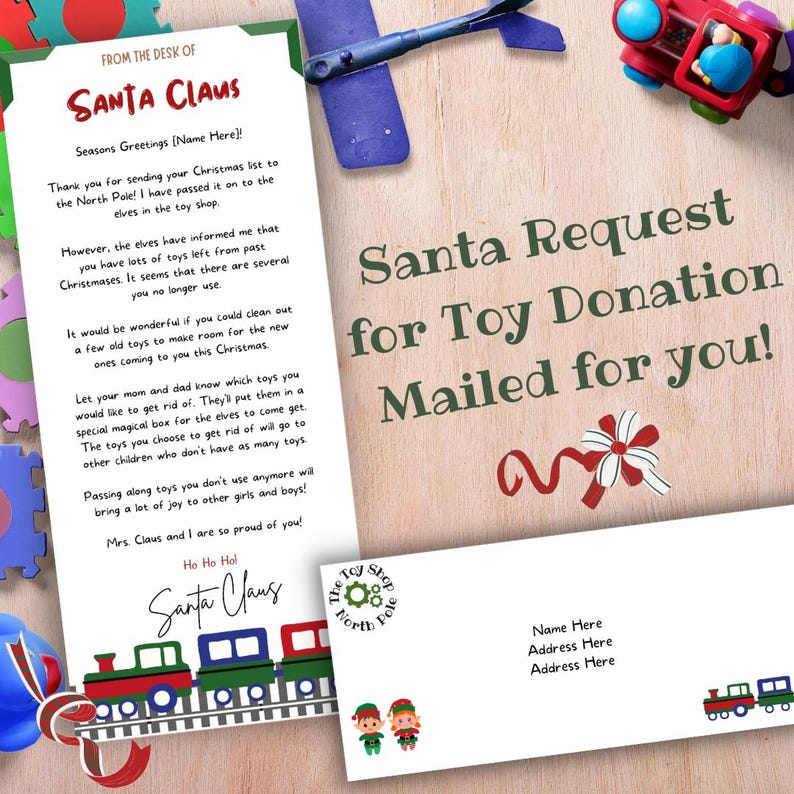 Carta de donación de juguetes personalizada de Papá Noel, ENVIADA POR ...