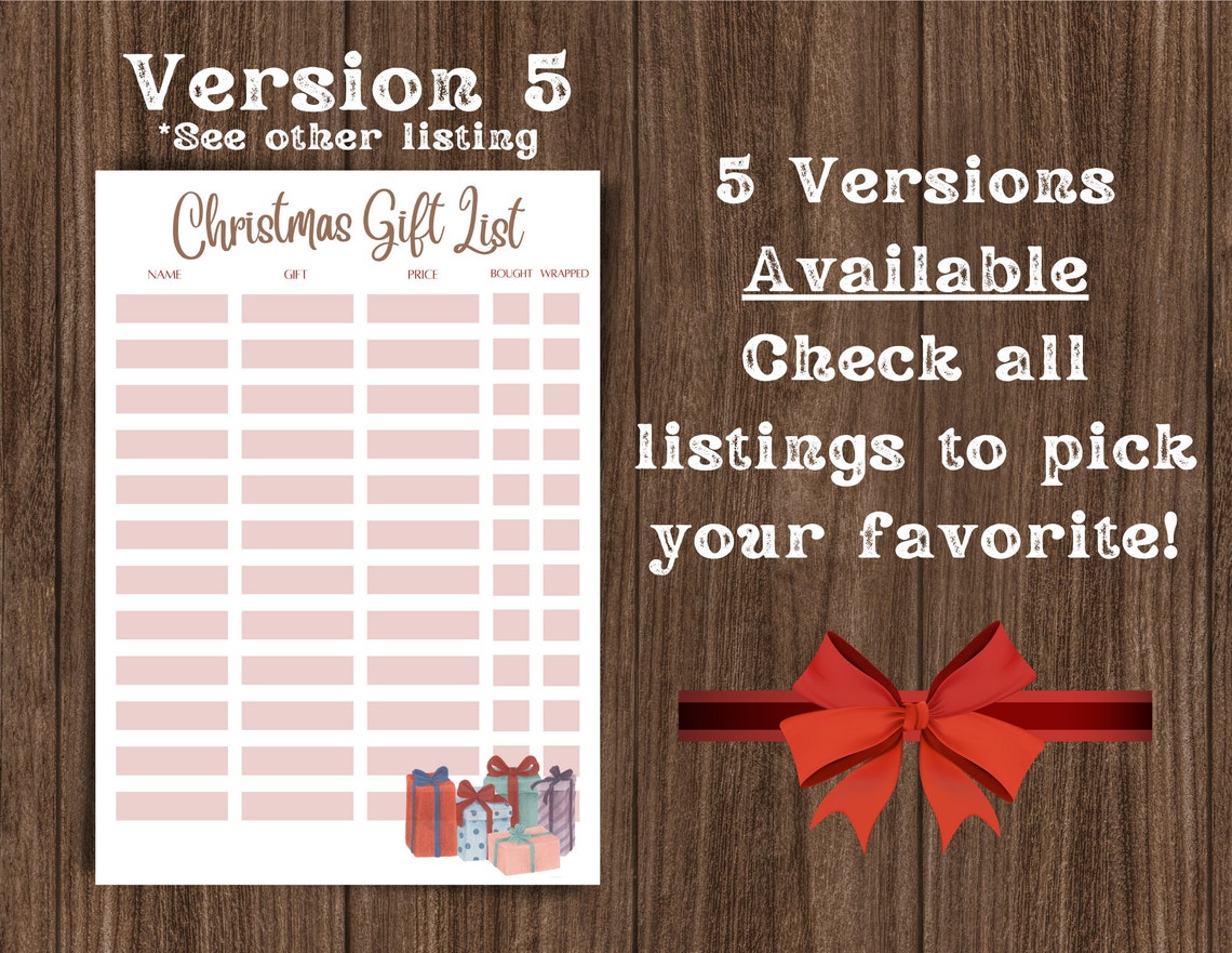 Printable Christmas Gift Checklist Brown Sleigh Gift Tracker - Etsy