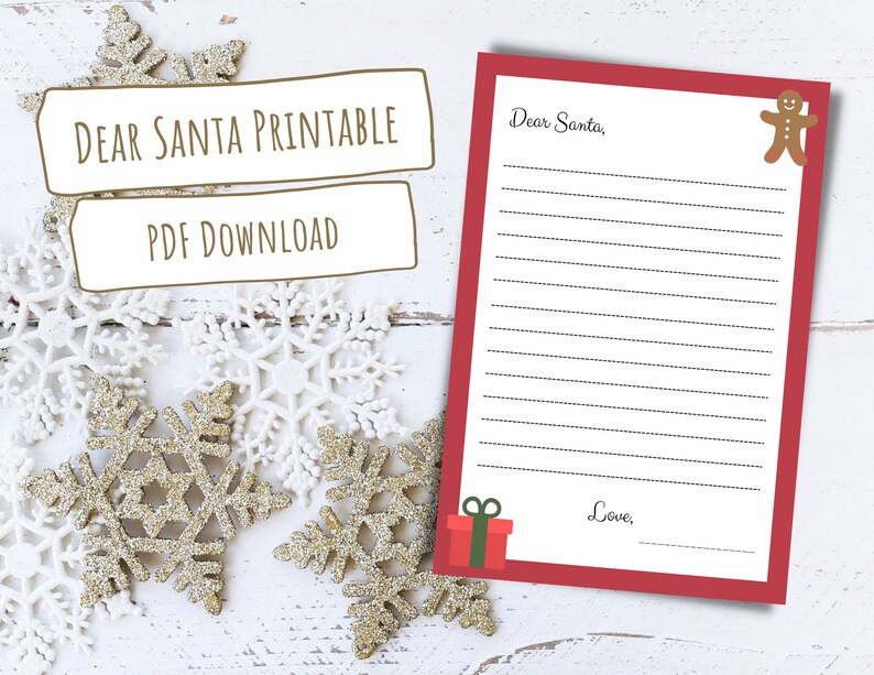 Carta a Santa en blanco imprimible Carta de Querido Santa - Etsy México