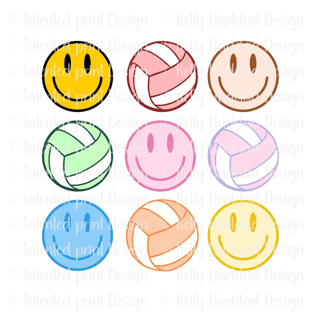 Volleyball Team Smiley Face PNG Retro Sublimation Design - Etsy Singapore