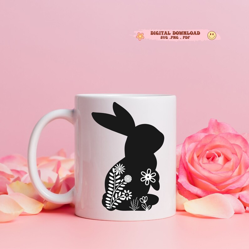 SVG Spring Rabbit Easter Bunny Flowers Floral Bunny SVG - Etsy