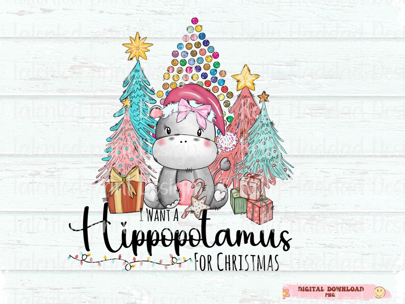 I Want a Hippopotamus for Christmas Png Hippo Digital - Etsy