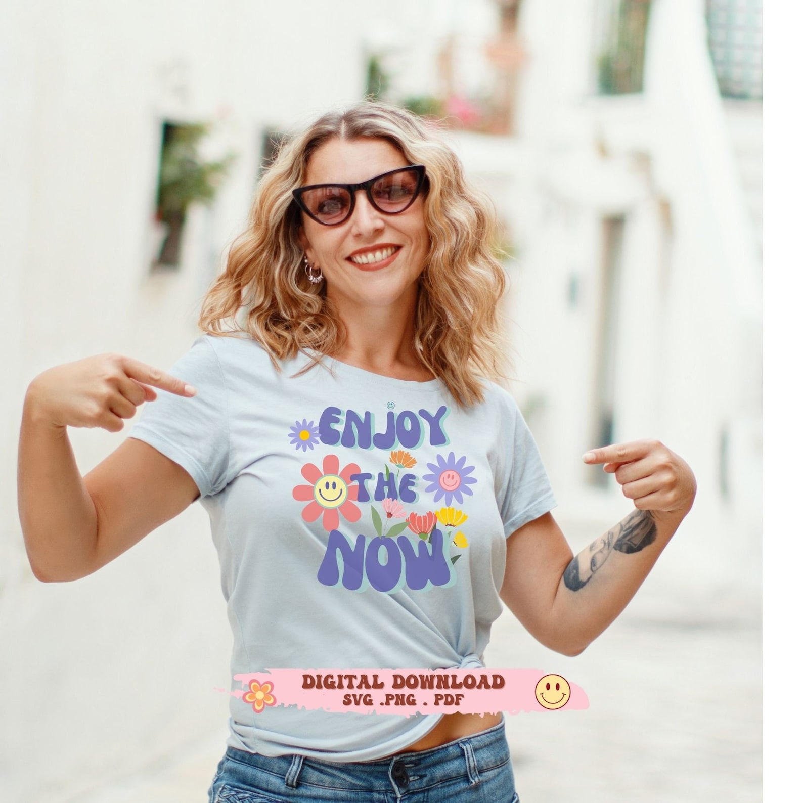 Enjoy the Now SVG Smile Face SVG Png Happy Quote SVG Preppy - Etsy