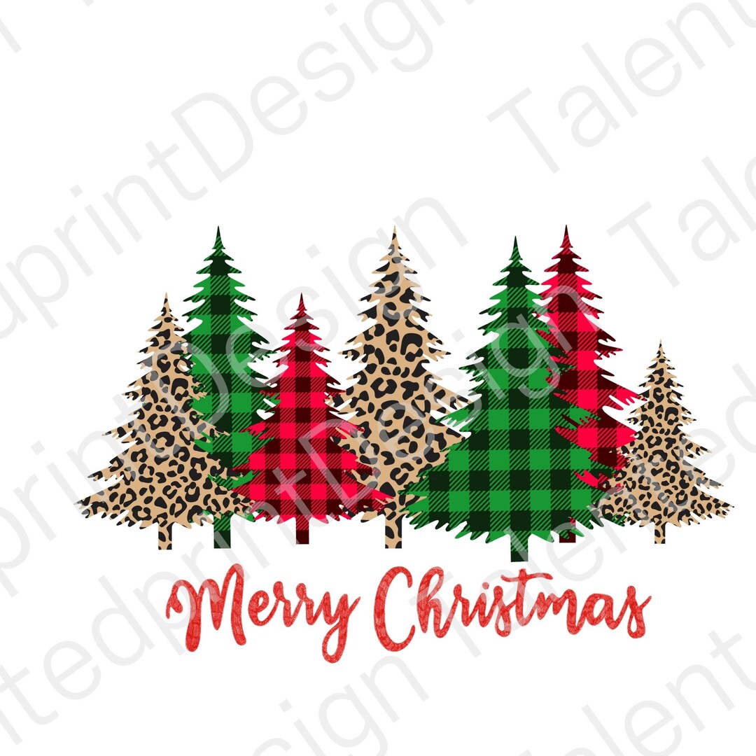 Buffalo Plaid and Cheetah Merry Christmas Trees Digital Download ...