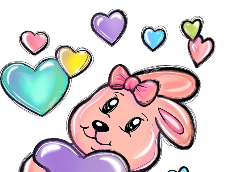 Bunny Png Bunny Holding Heart Png Bunny Hearts Clipart Cute - Etsy