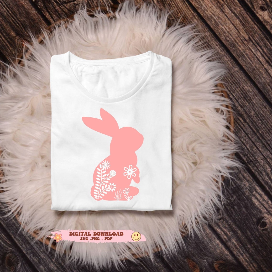 SVG Spring Rabbit Easter Bunny Flowers Floral Bunny SVG | Etsy