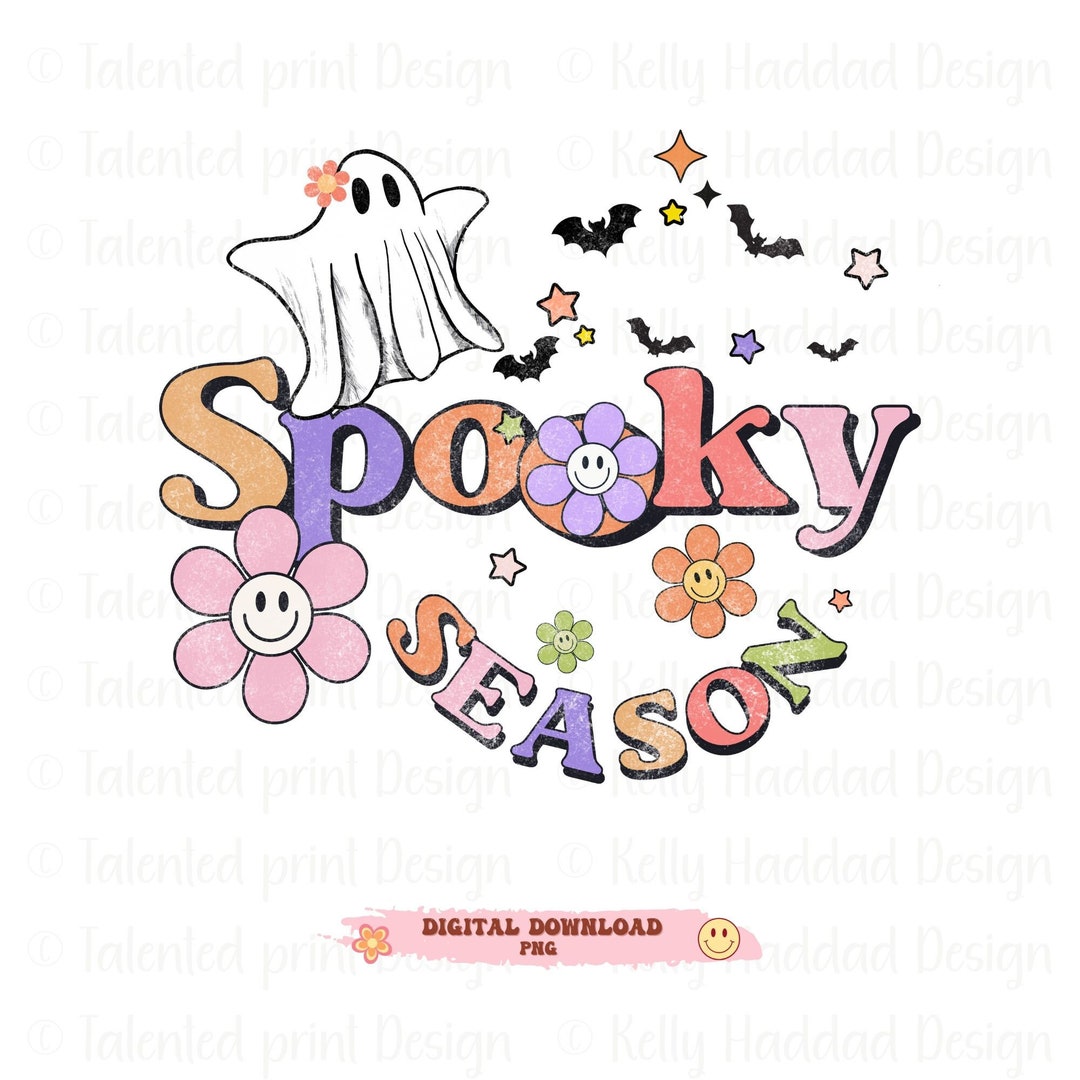 Spooky Season Png, Cute Ghost Png, DIGITAL DOWNLOAD, Distressed Png ...