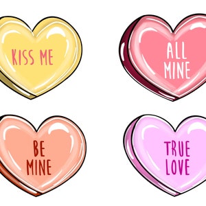 Heart Candy Clipart, Candy Conversation Hearts, Valentine Candy Png ...