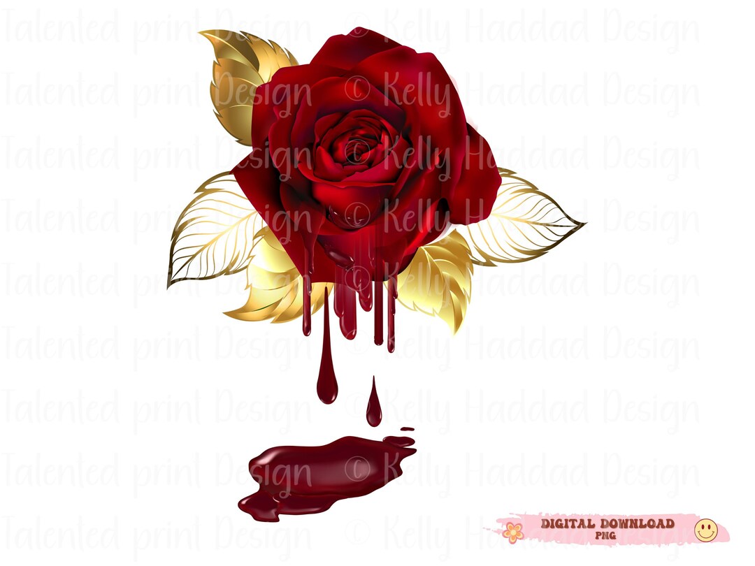 Dripping Rose, Gothic Rose Decal, Rose Png, Blood Rose, Flower Drip ...