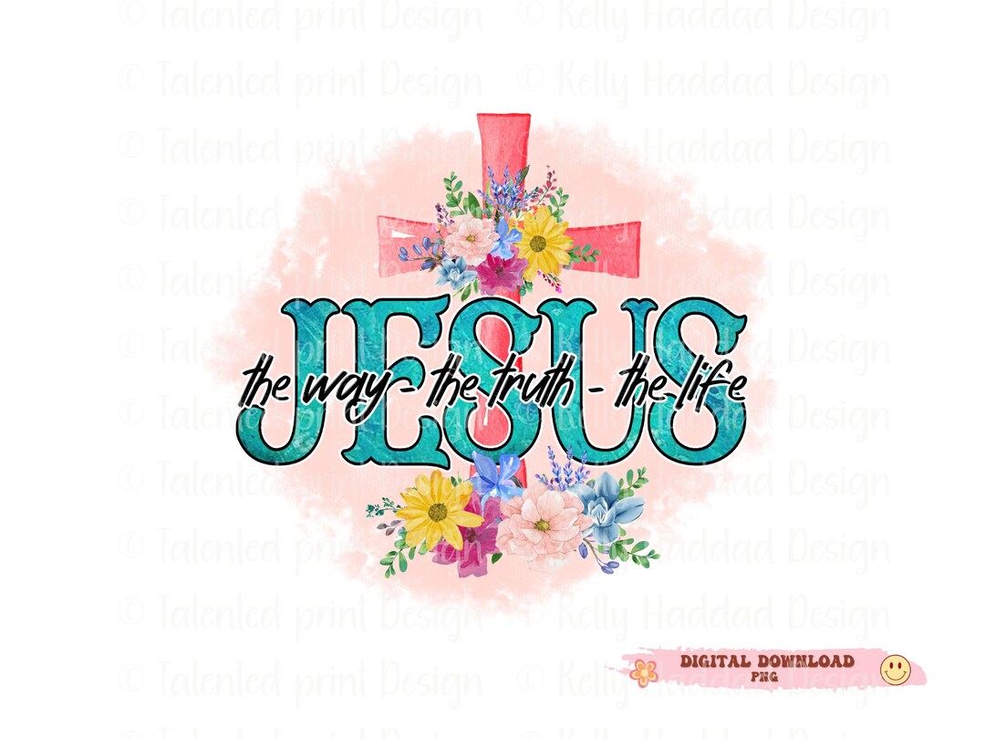 Jesus, PNG, Floral Cross & Faith Hope Love PNG Files, Christian Easter ...
