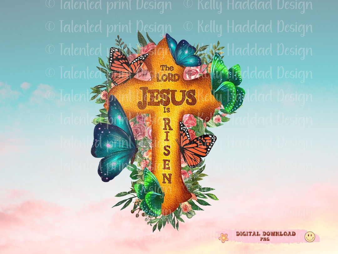 Cross PNG, He is Risen Png, Cross With Flowers Design, Christian Easter ...