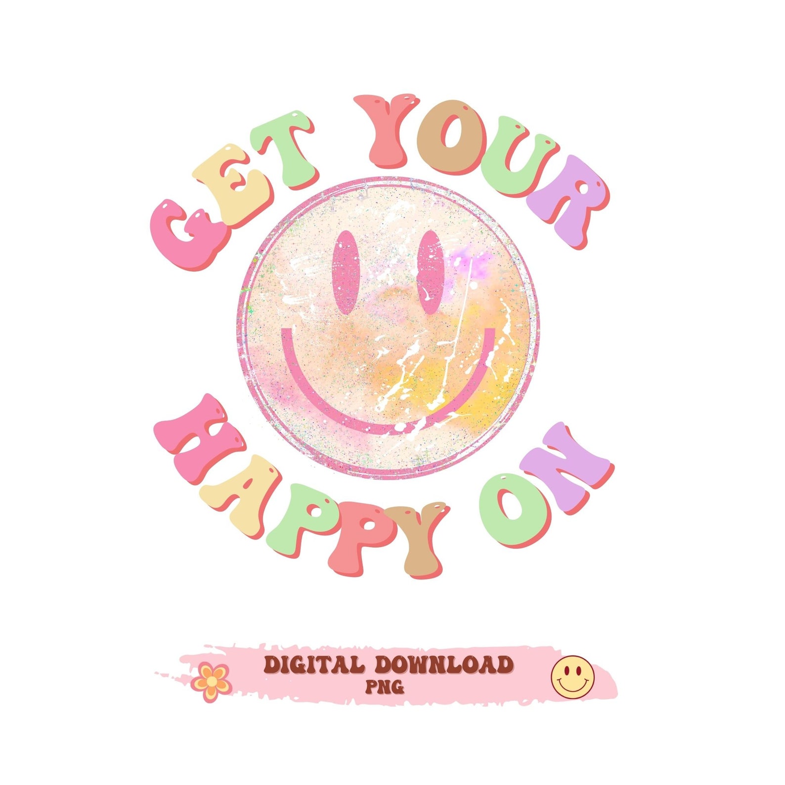 Distressed Smiley Face PNG Happy Face Retro Sublimation - Etsy