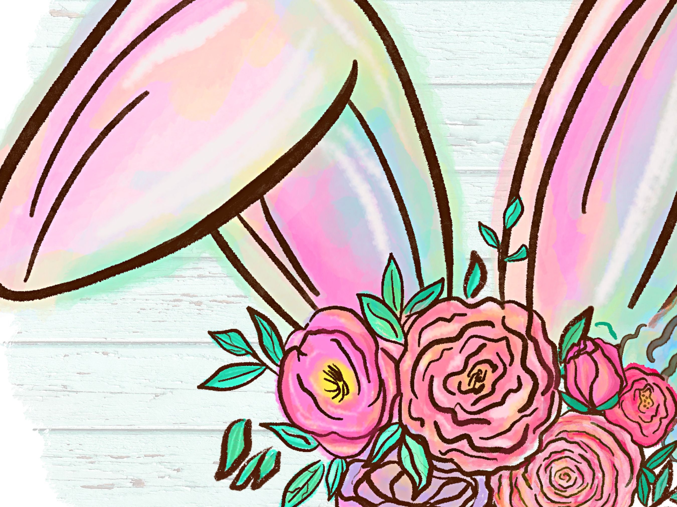 Easter Bunny Ears With Flowers PNG File for Sublimation Design's for ...
