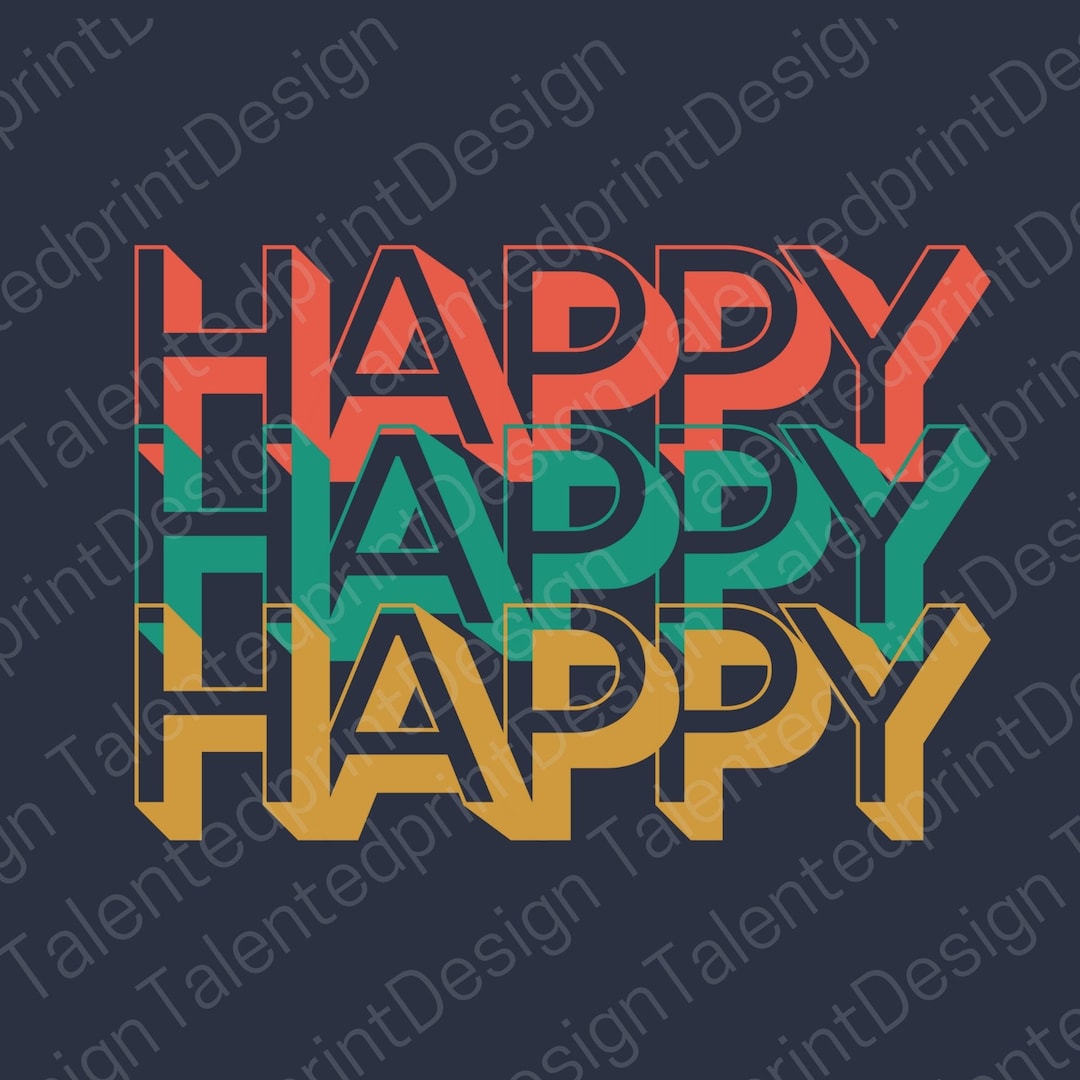 Happy SVG File Retro Happy SVG PNG Retro Svg Svg Files - Etsy