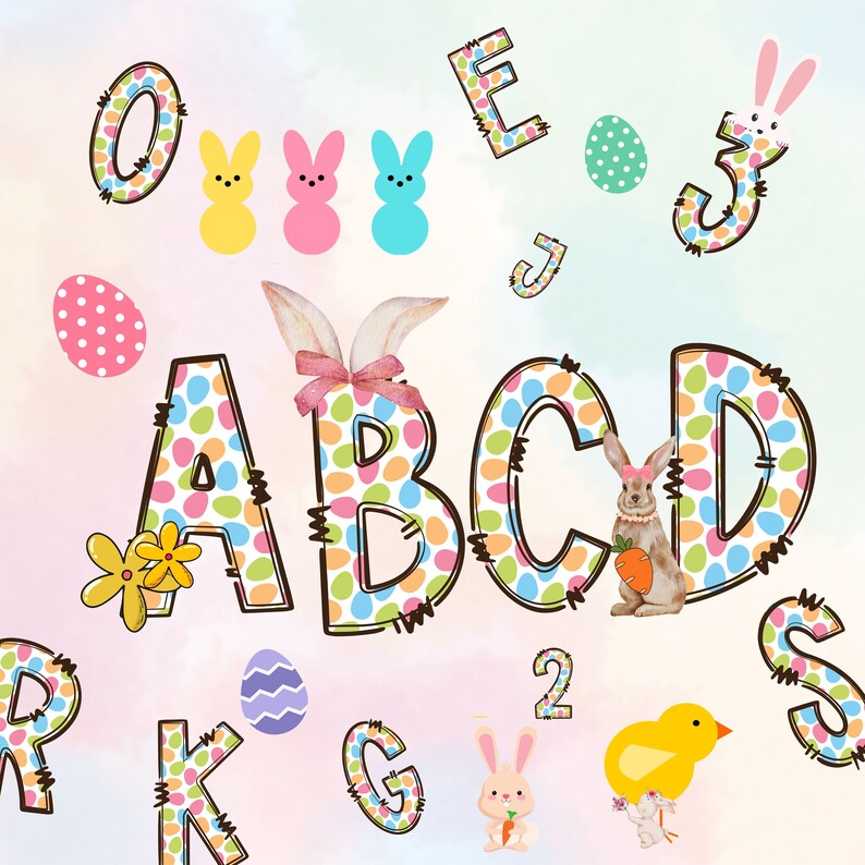Easter Font Easter Alphabet Png Doodle Letters Png NUMBERS Easter ...
