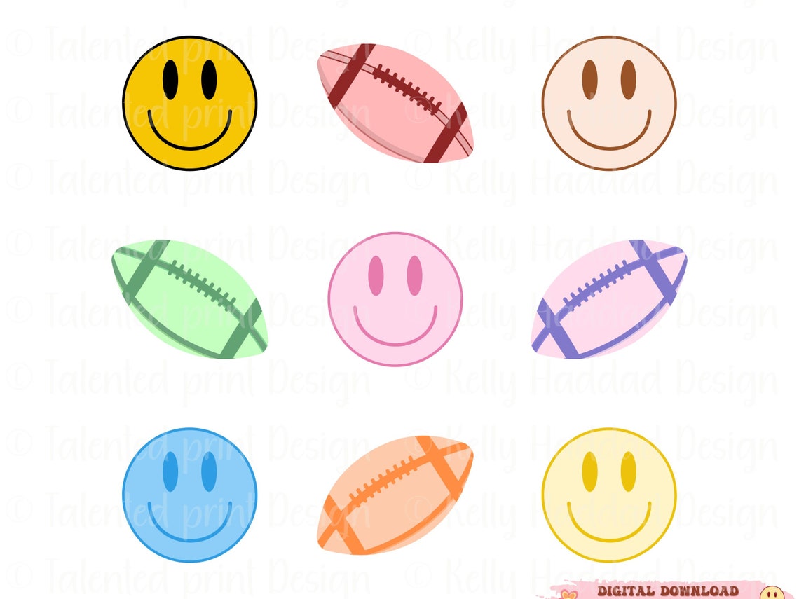 Football,png Football,smile Face PNG, Svg, Game Day Png,retro ...
