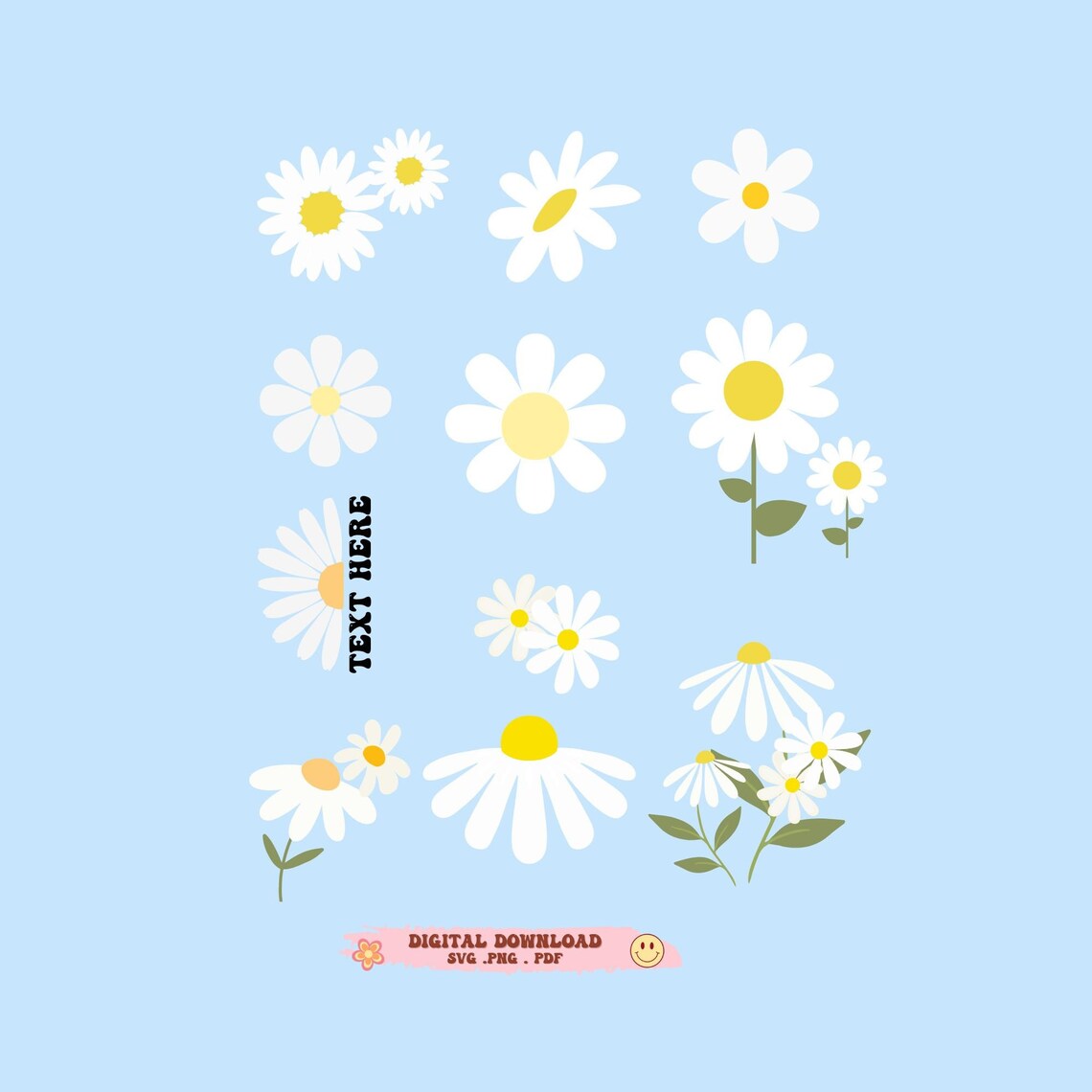 Daisy SVG PNG Flower Download, Daisy Clipart, Cut Files for Cricut ...