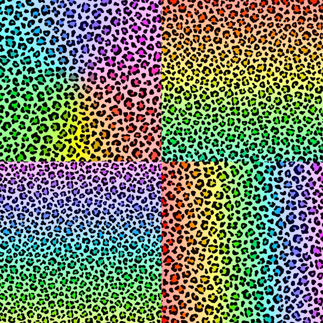 4 Neon & Rainbow Leopard Print Section's, Cheetah Background Patterns ...