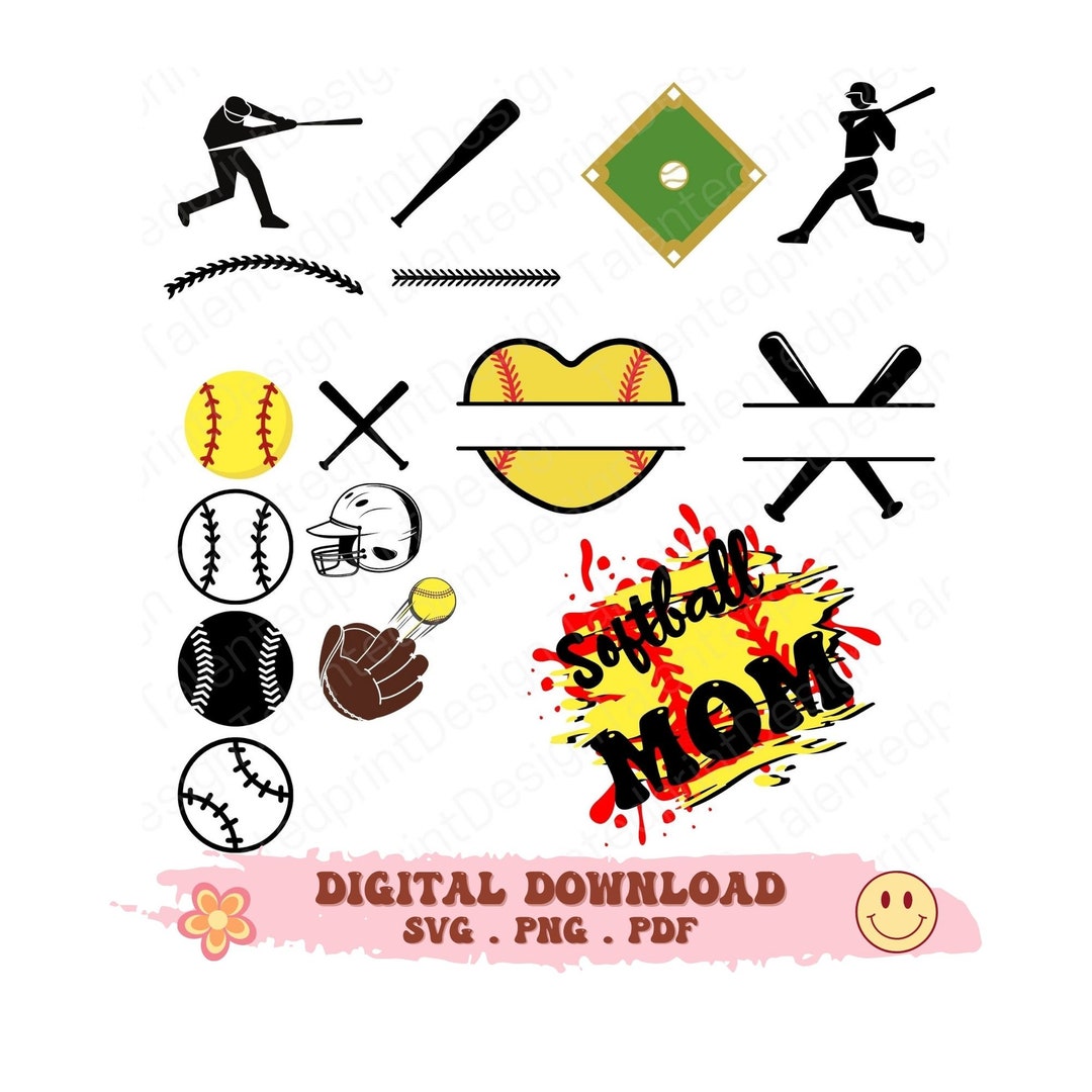 Softball, Softball Mom Svg, Softball Monogram Frame PNG, Softball Svg ...
