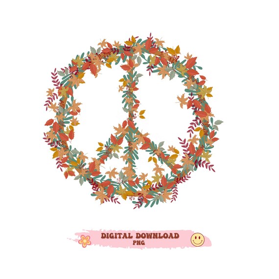 Peace Peace Sign Png Fall Png Retro Fall Png Retro Leaves - Etsy