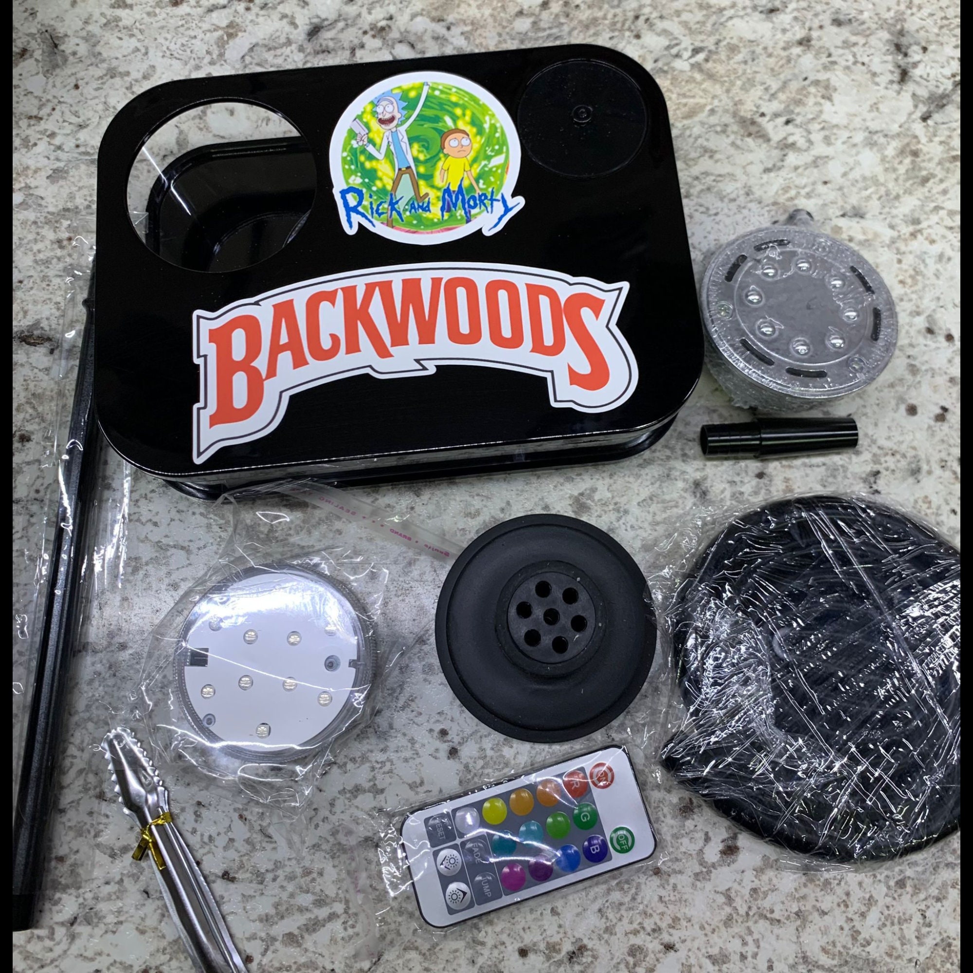 Hookah W/ LED Light Square Box Portable Shisha W/ Bowl Black - Etsy