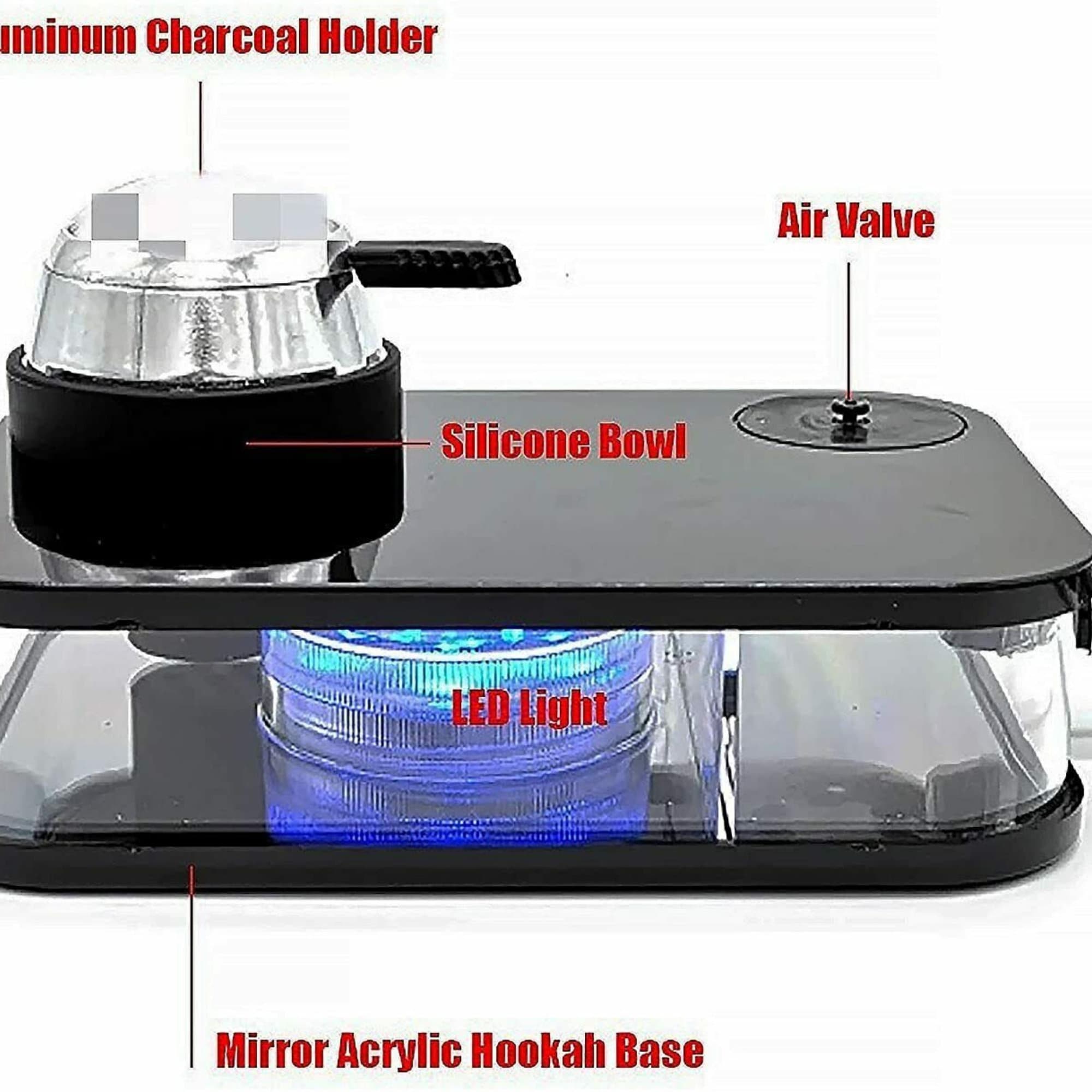 Hookah W/ LED Light Square Box Portable Shisha W/ Bowl Black - Etsy