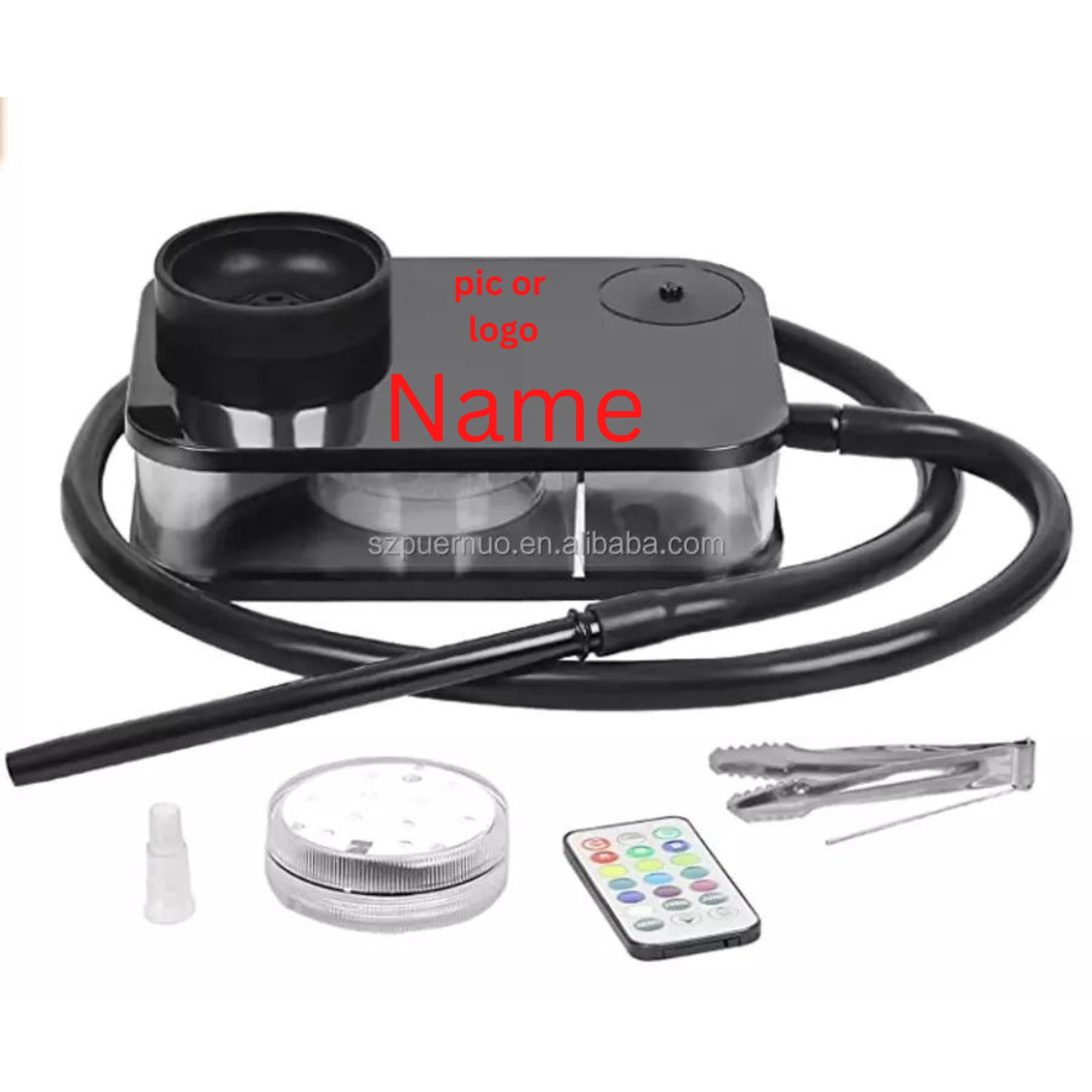 Hookah W/ LED Light Square Box Portable Shisha W/ Bowl Black - Etsy