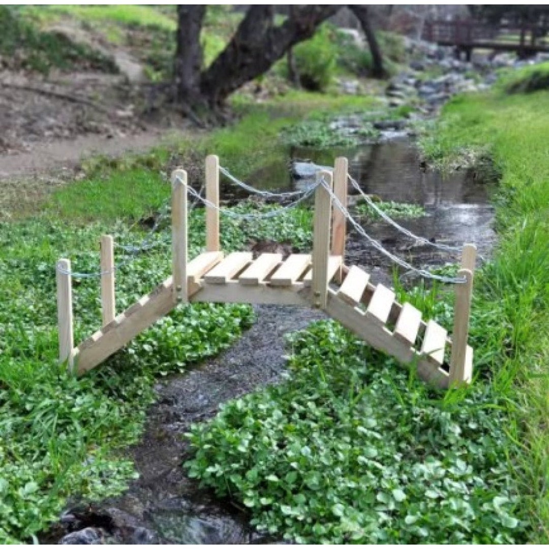 Wood Bridge Garden 3 Foot Cedar Decorative Arched Fairy With Side Rails ...