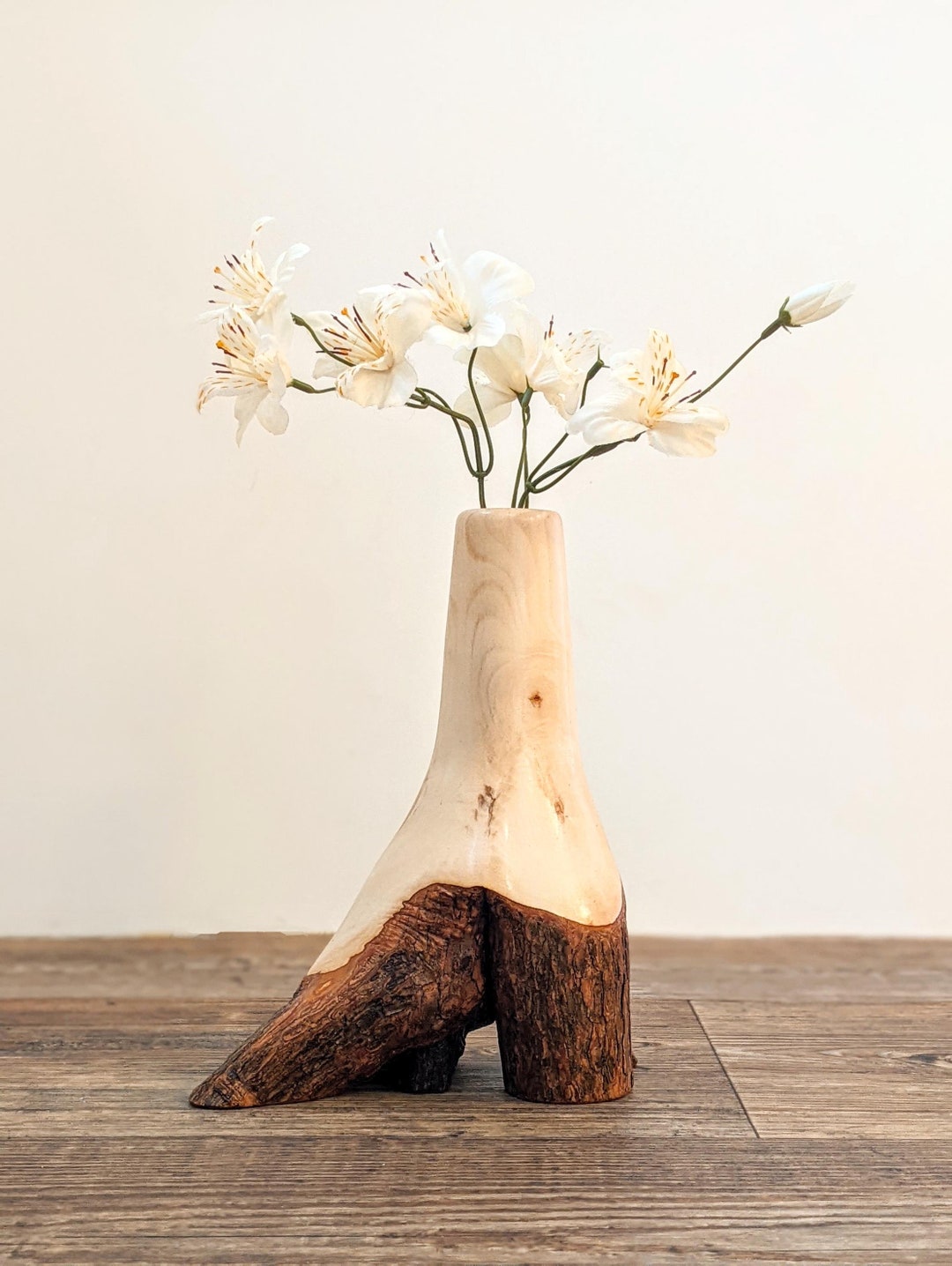 Rhododendron Root Wood Vase Hand Turned Twig Pot With Live Edge Dried ...