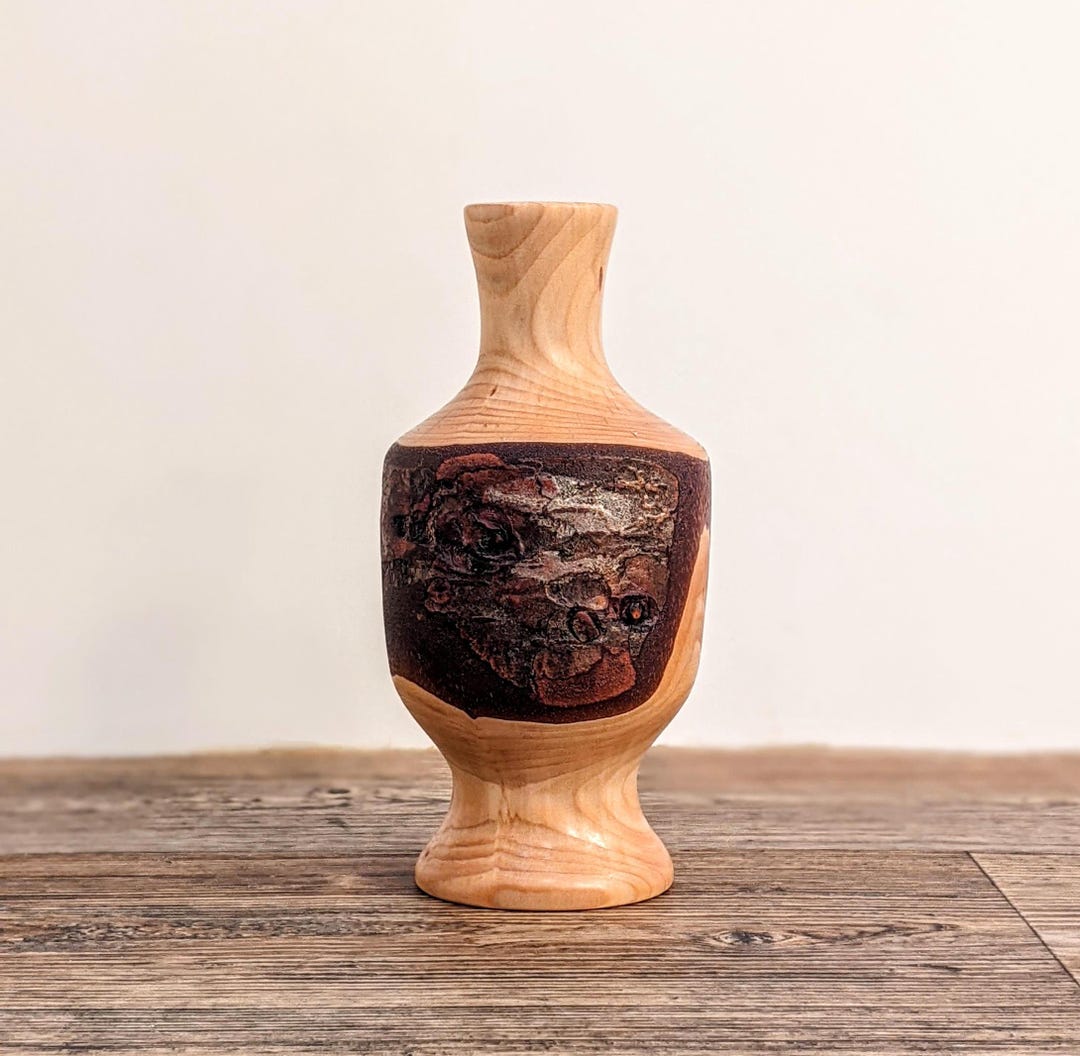 Live Edge Birch Wood Vase | Hand Turned Twig Pot | Dried Flower Vase ...