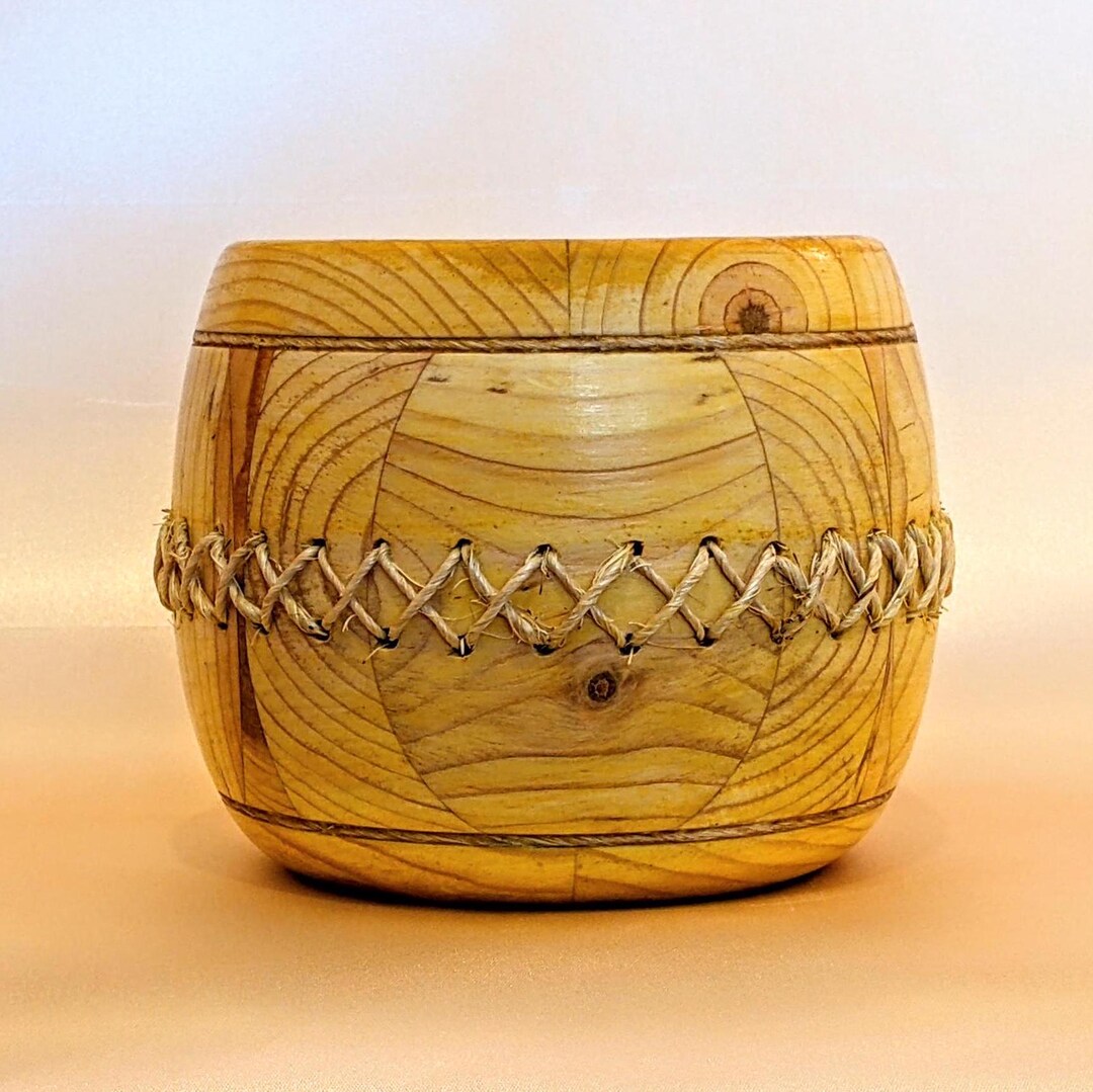 Segmented Pine Wood Bowl With Twine Stitching | 1.5 Cup | Reclaimed ...