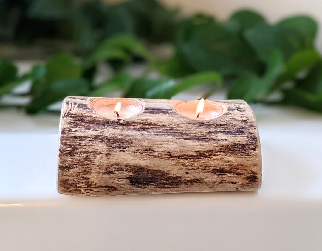 Wormy Willow Log Tealight Holder With Two Candle Inserts - Etsy