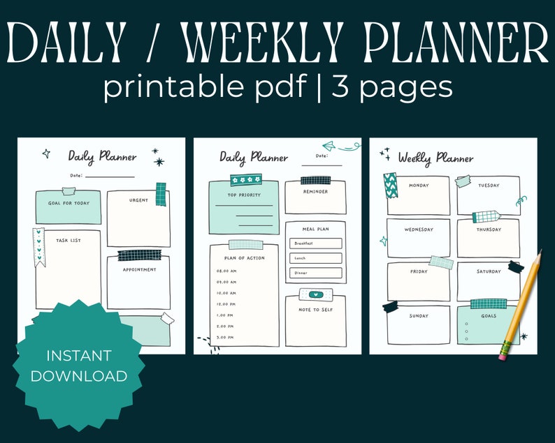 Self Care Printable Planner | Daily Weekly Mindfulness Bundle | Self ...