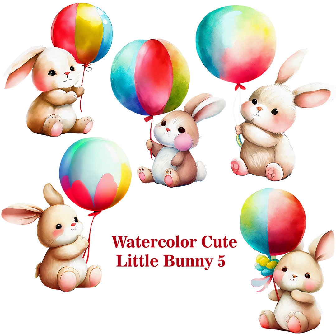 Watercolor Cute Little Bunny Clipart Bundle Explorer Rabbit in - Etsy