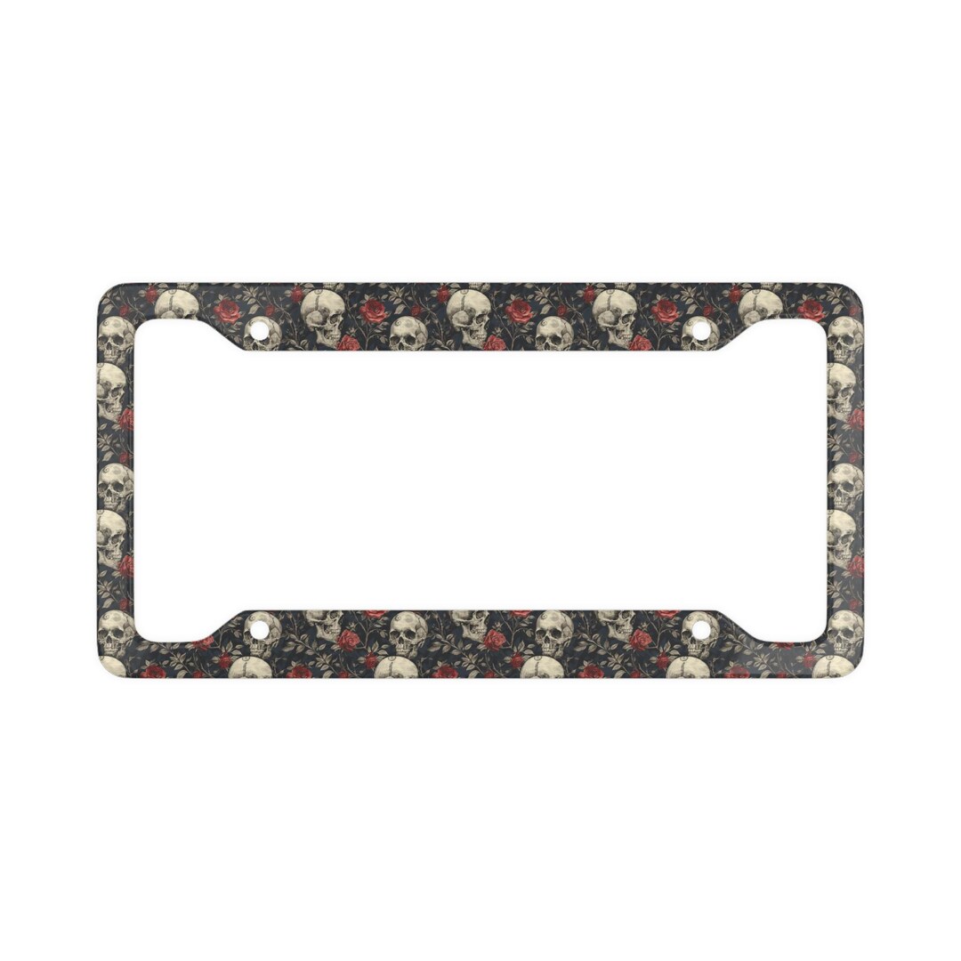 Skulls and Roses License Plate Frame: Gothic Halloween Car Accessory - Etsy