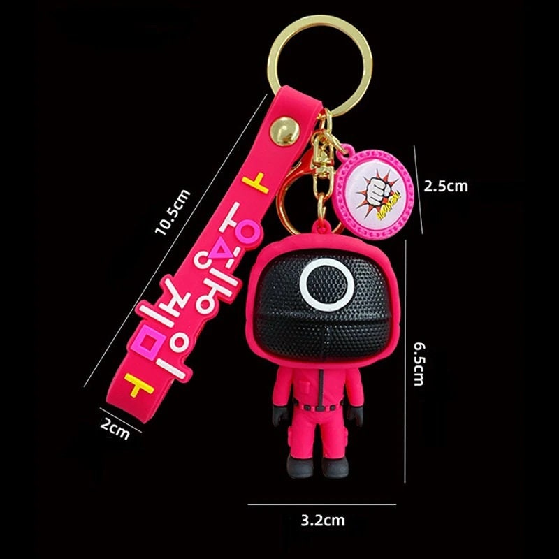 Squid Game Big Head Keyring Figure Soldier Key Chain Mini Doll Keys Car ...